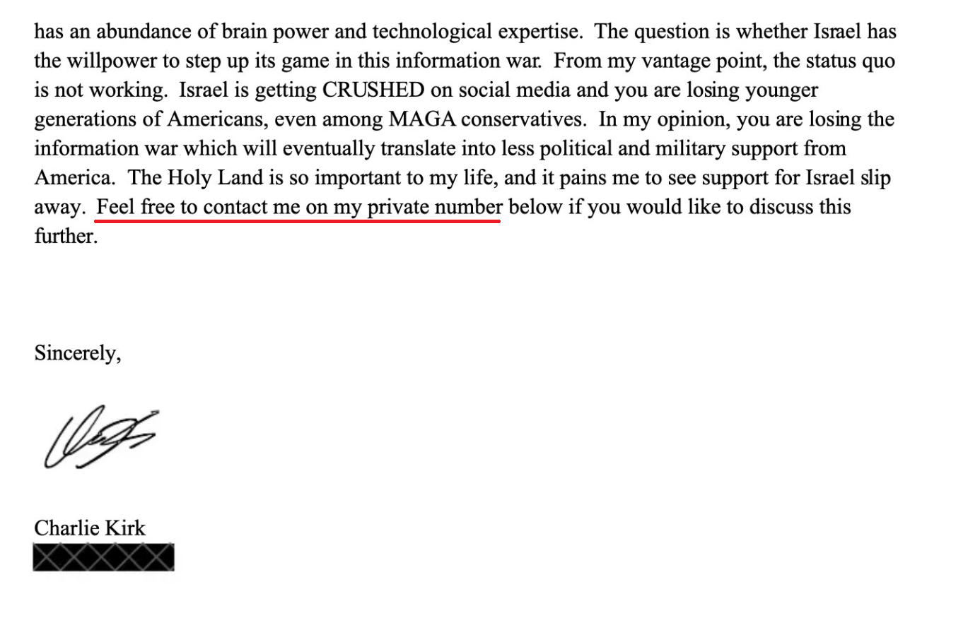 Charlie Kirk Described Himself as 'Surrogate' for Israel in Private ...